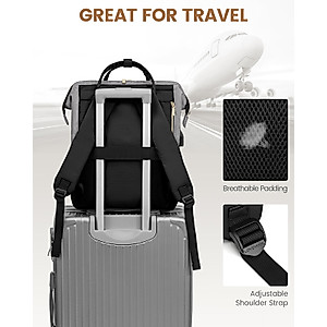 LOVEVOOK Laptop Backpack for Women Fashion Business Computer Backpacks Travel Bags Purse Student Bookbag Teacher Doctor Nurse Work Backpack with USB Port, Fits 17-Inch Laptop Grey Black