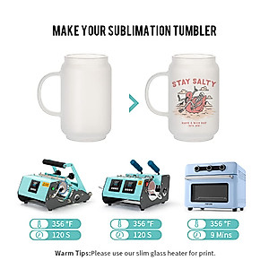 PYD Life Sublimation Glass Blanks Can Beer Kids Mug Frosted with Handle 13 OZ Coffee Tea Cups Milk Glass Tumblers Cups Mugs without Lid for Tumbler Mug Heat Press 4 Pack