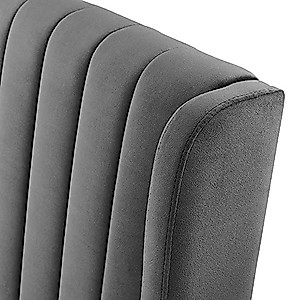 Modway Renew Performance Velvet Parsons Dining Chairs in Gray-Set of 2