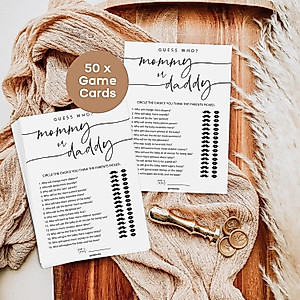 GardenCity 50 Guess Who Mommy or Daddy Game Cards, Fun Baby Shower Games for Boy or Girl, Gender Neutral - Minimalist