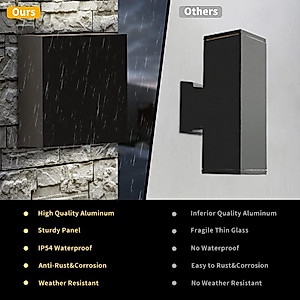 Illumishin Modern LED Wall Sconce Indoor Up Down Wall Lamp Outdoor Wall Lights Exterior Light Fixtures 12W Hallway Wall Lighting for Porch Front Door Garden Yard Patio