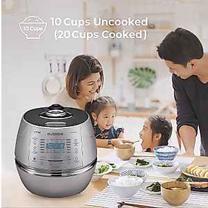 CUCKOO CRP-CHSS1009FN Induction Heating Pressure Rice Cooker, 10 cups, Metallic