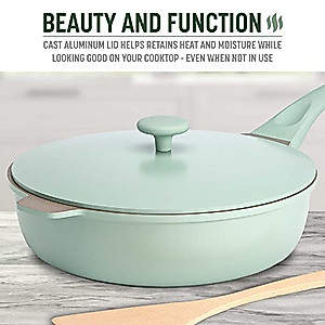Goodful All-in-One Pan, Multilayer Nonstick, High-Performance Cast Construction, Multipurpose Design Replaces Multiple Pots and Pans, Dishwasher Safe Cookware, 11-Inch, 4.4-Quart Capacity, Sage Green