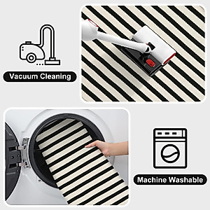 OJIA Christmas Front Door Mat 24"x51", Machine Washable Porch Rug Indoor Outdoor Rugs Outside Doormat Striped Rug Cotton Woven Entryway Rug for Kitchen/Bathroom/Farmhouse/Home Entrance