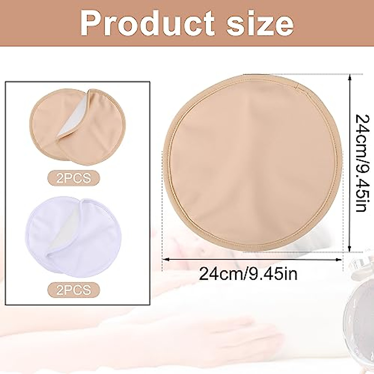4pcs Castor Oil Breast Pads, Reusable Castor Oil Pack Wrap for Breast Washable Castor Oil Nursing Pads for Relaxing Prevent Leakage Castor Oil Not Included (Khaki, White)