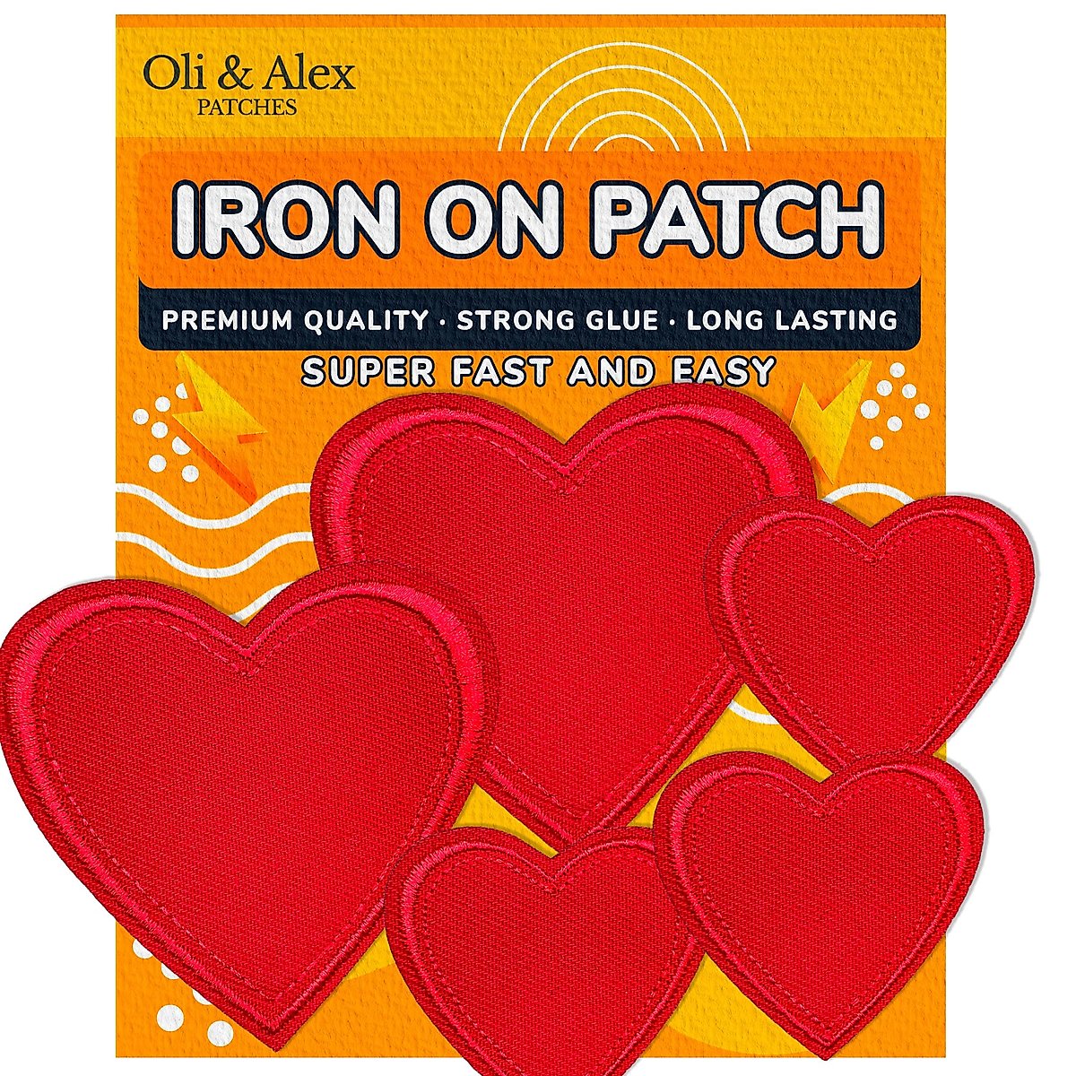 Iron On Patches - Red Heart Patch Extra Strong Glue 7 pcs Iron On Patch Embroidered Applique A-150
