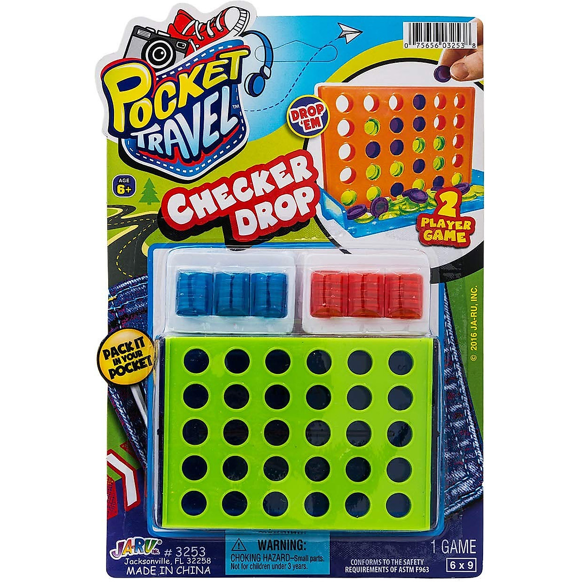 JA-RU Mini Connect Travel Game Board (1 Toy) Family Board Games for Kids. Original Pocket Travel Size Games. Fun Indoor & Outdoor Toys. Classic Checkers Party Favors. 3253-1p