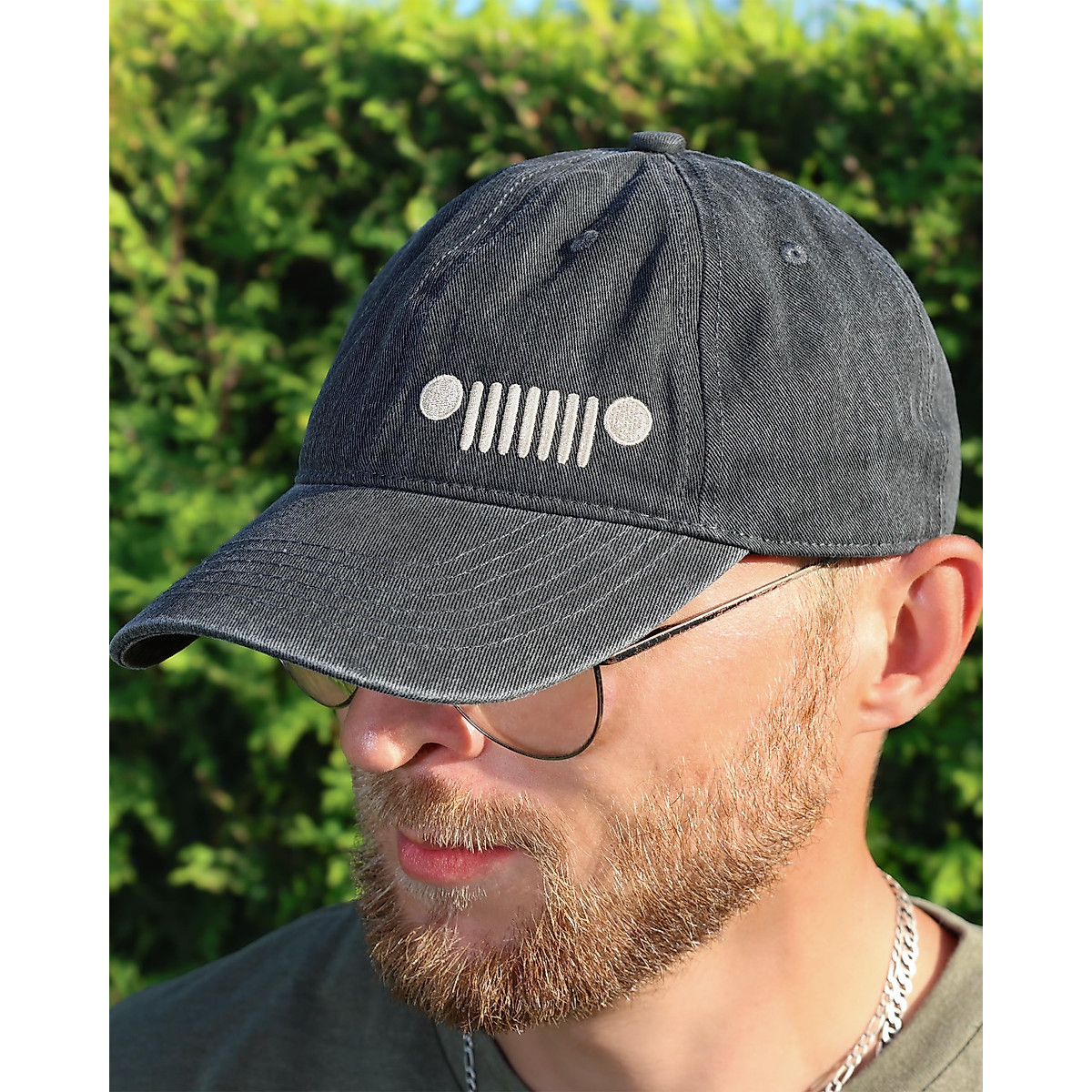 Jeep Grille Logo Garment Washed Hat Black