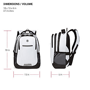 SwissGear Cecil 5505 Backpack, Fits 16 Inch Laptop, White, Medium