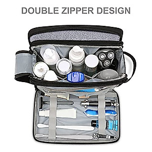 Plus tard Toiletry Bag for Men with Full Open Design, Large Water-resistant Travel Dopp Kit Shaving Bag for Toiletries Cosmetics Accessories, Black