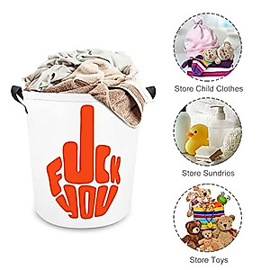 Fuck You Middle Finger Laundry Hamper Freestanding Round with Handles Collapsible Clothes Basket for Living room clothes and toy Storage