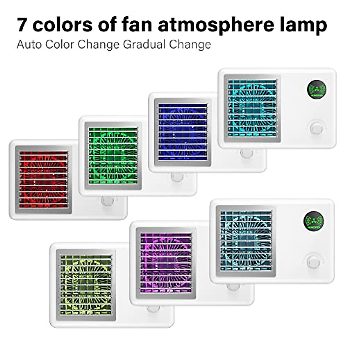 CXhome Portable Air Conditioner Fan Evaporative Air Cooler 3-in-1 Air Humidifier 3 Speeds & RGB Gradient Colour USB Retro Radio Style for Room Office Travel