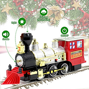 Remote Control Train Set-Electric R/C Train Toy for Kids-Christmas Train Toy w/Sounds & Lights,Railway Kits Passenger Coach & Tracks Game,Gift for Boys Girls 3 4 5 6 7 8+ Year Old Kids