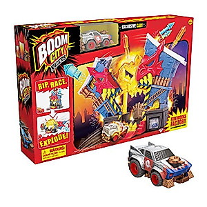 Boom City Racers - Fireworks Factory - 3 in 1 Transforming Playset - Rip, Race, Explode | Includes Exclusive Collectible Car - Thrilling Fun, Engaging Play