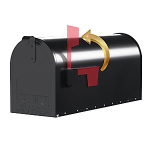 Mailboxes for Outside Post Mount with Durable Aluminium Flag - Medium Capacity, Black, Galvanized Steel - 6.92 in. W x 8.87in. H x 20.05 in. L - Metal Mailbox