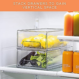 Sorbus Fridge Drawers - Clear Stackable Pull Out Refrigerator Organizer Bins - Food Storage Containers for Kitchen, Refrigerator, Freezer, Vanity & Fridge Organization and Storage (2 Pack | Medium)