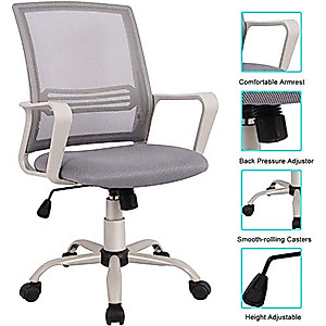 Office Chair, Desk Chair Home Office Chair Mesh Computer Chair Ergonomic Office Chair with Lumbar Support Armrests, Mid Back Task Chair Adjustable Swivel Rolling Chair for Home Office, Living Room