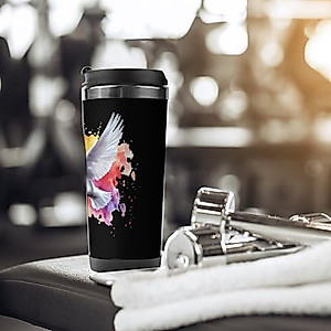 Dove Peace Symbol Watercolor Travel Coffee Mug Reusable Insulated Drinking Cup with Lid for Home Outdoor Works 13 Oz