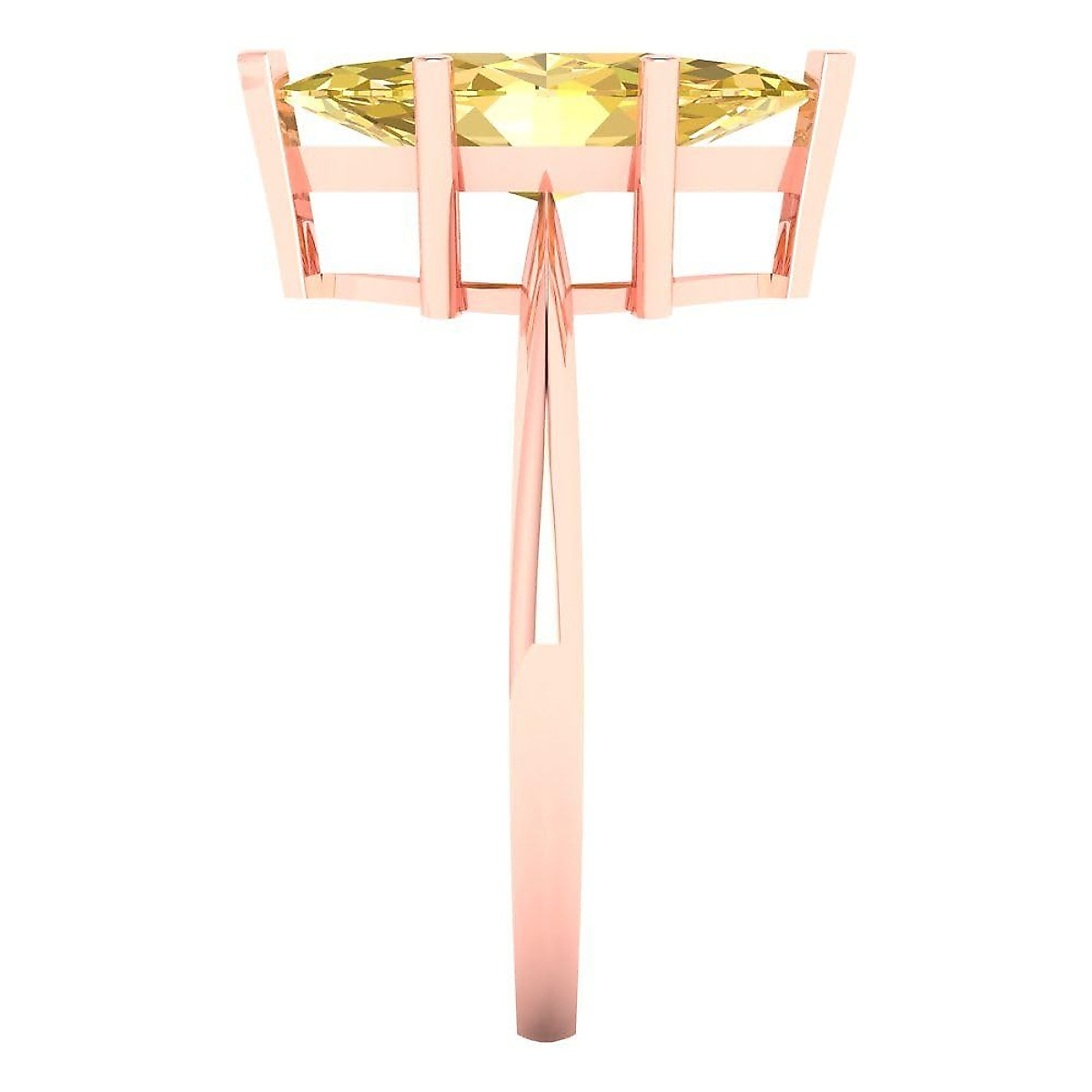 Clara Pucci 2.50 ct Marquise Cut Solitaire Natural Yellow Citrine Engagement Bridal Promise Anniversary Ring 18K Rose Gold Size 3.5
