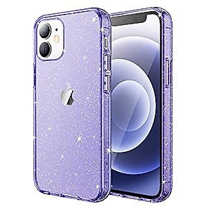 JETech Glitter Case for iPhone 12 Mini, 5.4-Inch, Bling Sparkle Shockproof Phone Bumper Cover, Cute Sparkly for Women and Girls (Light Purple)