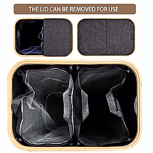 Large Laundry Hamper with Wheels and Lid | 144L Collapsible Laundry Baskets with Removable Bag | Dirty Clothes Hamper for Bedroom, Dorm | CarzyHome Double Rolling Laundry Basket with Handles - Black