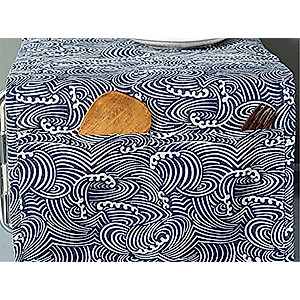 Ammsochy Microwave Oven Cover Dust Oil Proof Cloth with Storage Pockets Cotton Linen Kitchen Toaster Appliance Protector (Cube Scales)