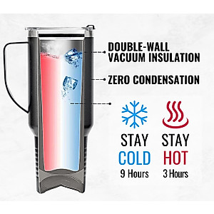 Personalized Coffee Mug with Initials, Monogrammed Travel Tumbler for Him, Custom Cups, Unique Birthday Christmas Gifts for Men Who Have Everything, 40 oz Insulated Travel Cup with Handle, K