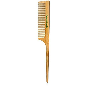 GranNaturals Wooden Rat Tail Comb - Hair Tool with Fine Teeth for Teasing Strands & Post Styling - Peach Rattail Wood Pick Handle for Sectioning & Parting - Perfect for Professional & Personal Use