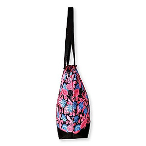 Women Teen Fashion Print Lined Top Zipper Tote Bag Handbag with Lined Interior - Can be Personalized (Black Trim Pink Paisley)