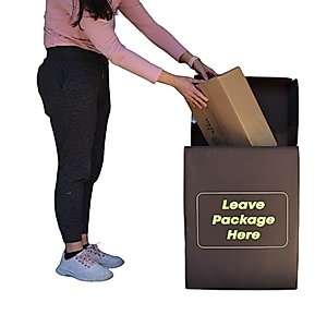 KRICKS PARCEL DROP BOX FOLDABLE, WEATHER RESISTANT FABRIC, HIDE PACKAGES, BROWN STORAGE BOX DECK PATIO, MAILBOX