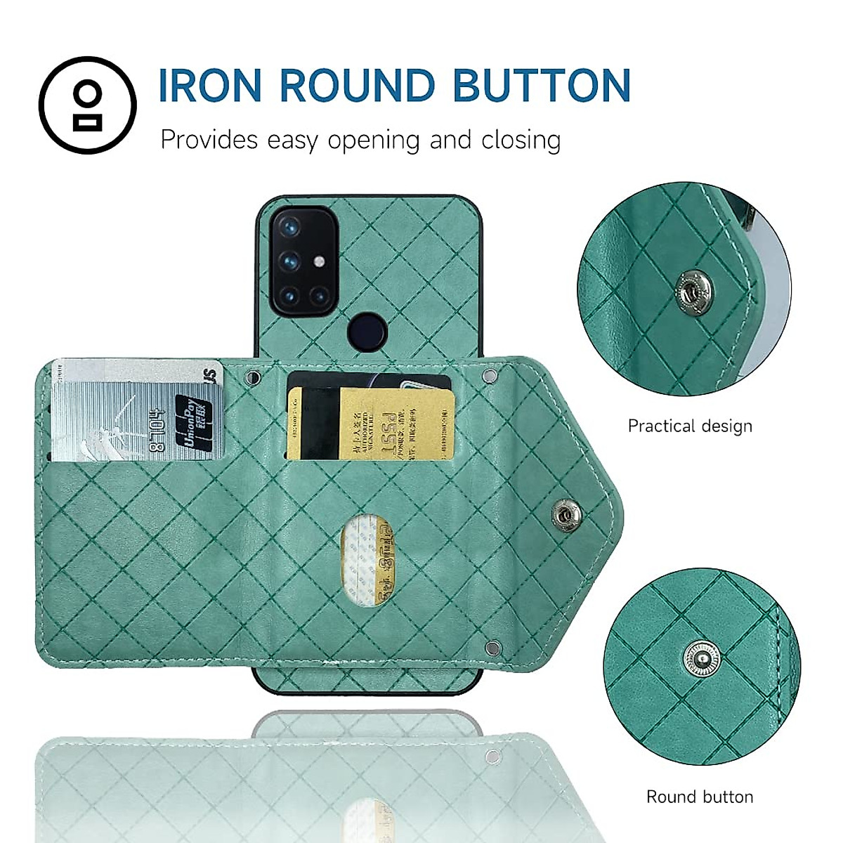 Compatible with OnePlus Nord N10 5G Wallet Case with Crossbody Shoulder Strap and Stand Leather Credit Card Holder Cell Phone Cover for One Plus N 10 G5 1 Plus 10N 1plus One+ 1+ N105G Girls Green