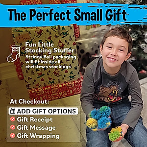 Stringy Balls & Sensory Toys for Kids 8 Pack - Stocking Stuffers for Kids Ages 4 5 6 7 8 9 Year Old Gift Ideas - Best Toddler Gifts for Boys & Girls - Monkey Pom Kooosh Balls Fidget Toys Stress Ball