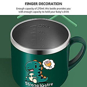 Toddmomy Milk Kids Steel Bottle Drinking Straw Stainless Plastic Cup Scale Anti-scalding Handle Cover and Silicone Ml with Baby Water