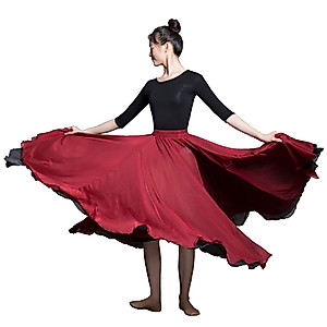 ROYAL SMEELA 720 Long Ballet Skirt Women Fairy Lyrical Dance Skirt Modern Dance Costume Flowy Maxi Skirts for Ballerina Jujube Red