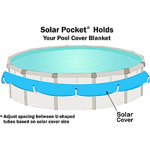 Solar Pocket® Cover Holder by Sun2Solar® | Keep Solar Blankets Off The Ground | Easy Storage and Retrieval | 5-Piece Aluminum U-Shaped Tube Set | Designed for Steel-Wall Above-Ground Swimming Pools