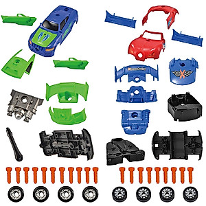 JOYIN Take Apart Toy Racing Car Construction Toys Build Your Own Race Car Set with Light and Sound Real Working Drill and Screws Over 50 Pieces Construction Vehicle Car Toy