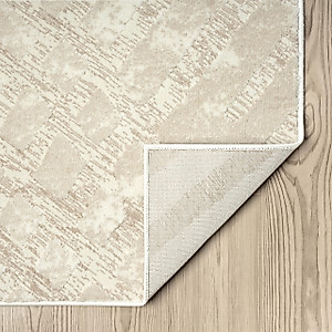 Abani Terra Cream Area Rug for Living Room, Bedroom - Rustic Modern Pattern - 2' x 3' - Durable & Easy to Clean