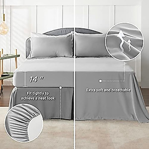 BEDSURE Queen Comforter Set - 7 Pieces Reversible Queen Bed Set Bed in a Bag with Comforters Queen Size, Sheets, Pillowcases & Shams, Grey Bedding Sets