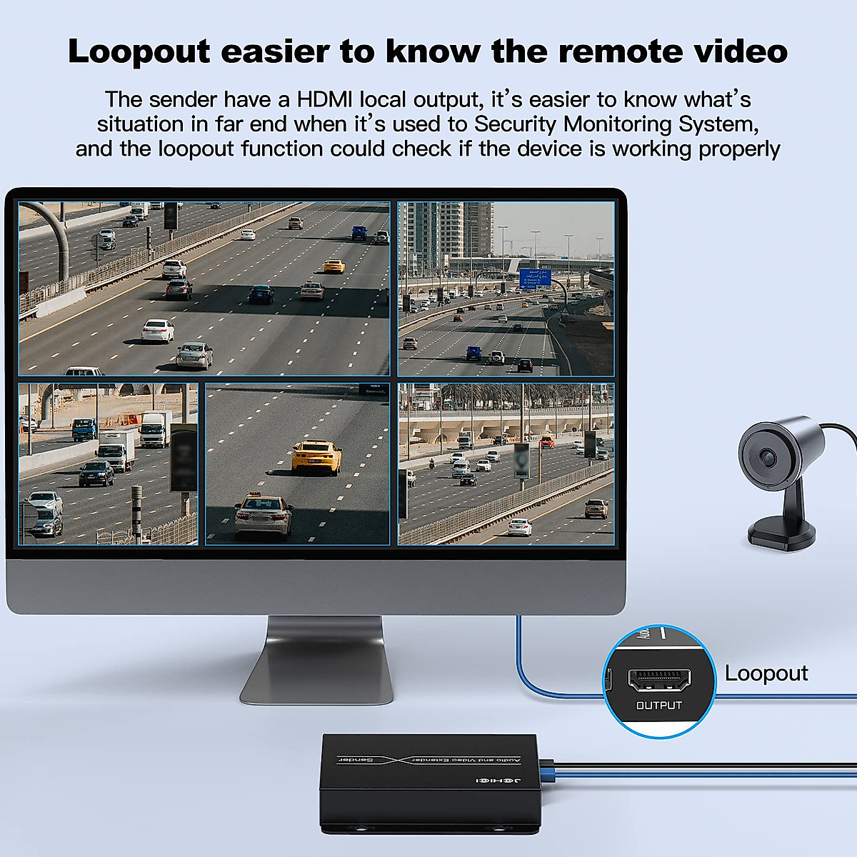 JCHICI HDMI KVM Extender Up to 150m-250m(500fts- 820fts), HDMI Extender Over Cat5e/6 with Loop Out Function, HD 1080P@60HZ, USB Keyboard Mose Support and IR Control