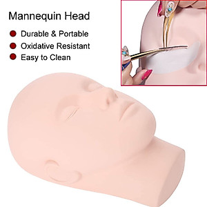 LXIANGN Lash Mannequin Head,Professional Make Up Paint Eye Lash Extention Practice Training Head Soft-Touch Manikin Cosmetology Mannequin Doll Face Head