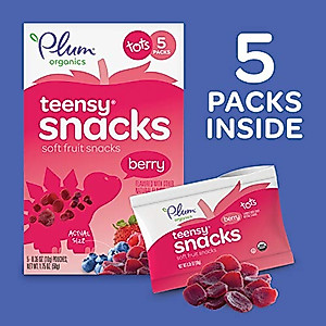Plum Organics Teensy Snacks Organic Toddler Fruit Snacks, Berry, 1.75 Ounce Bags (Box of 5)
