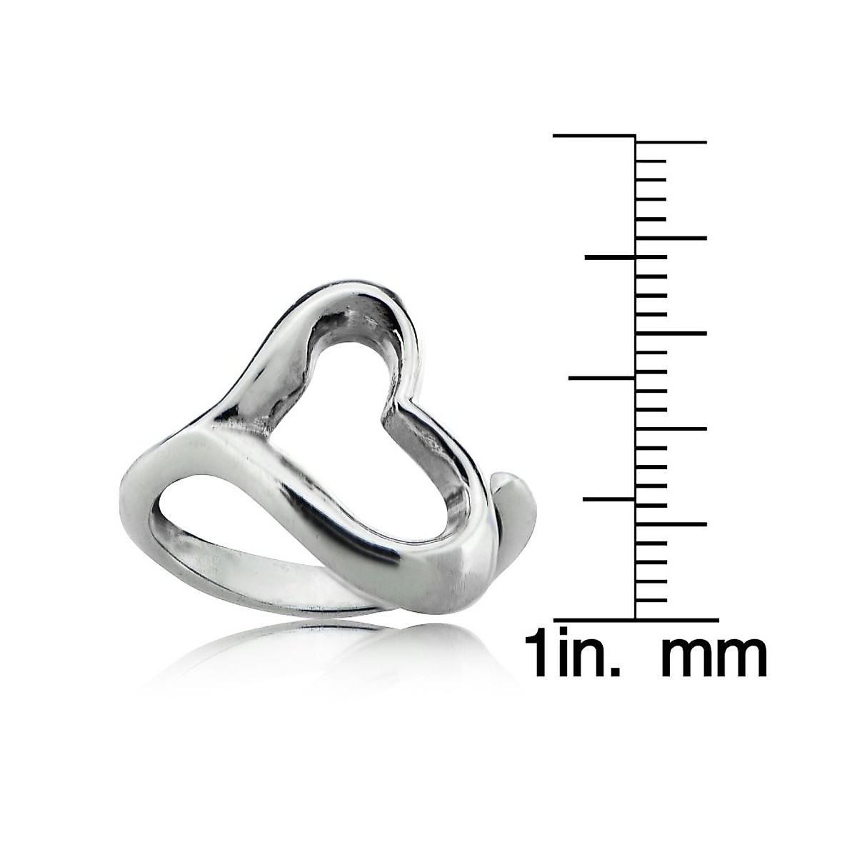 Hoops & Loops 925 Sterling Silver Sideways Open Heart Wrap Ring for Women Teen Girls, Size 8