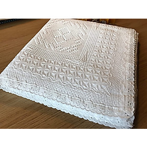 Soullytag 100% Cotton Baby Blanket/Shawl for Newborn Baby (White) - Swaddle Blanket - Baby Gift - Christening Baptism Blanket - English Embroidery