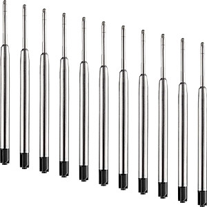 DunBong Black Ink Refill Pack of 5, Replaceable Ballpoint Pen Refills, Medium Point Metal Refill (Black)