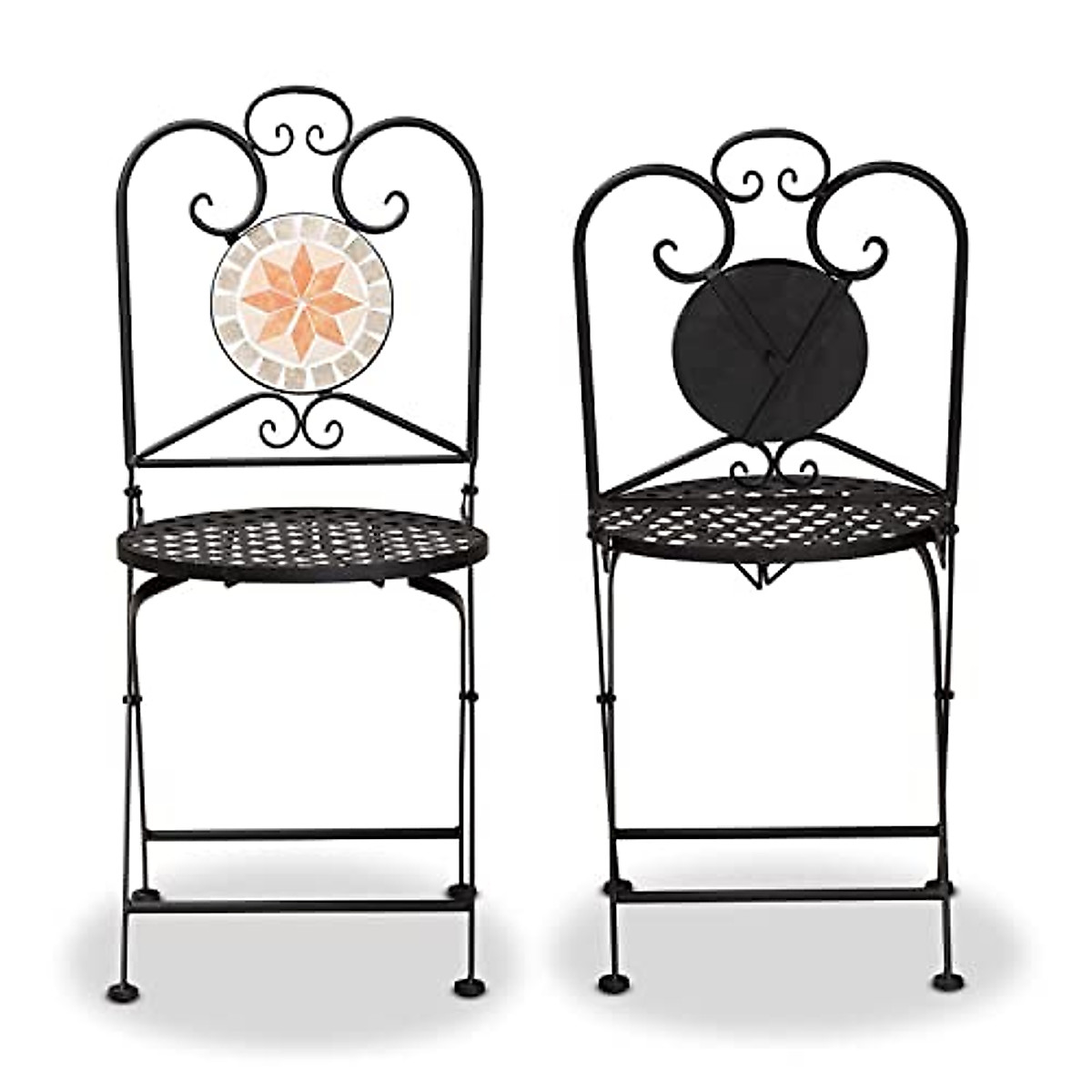 Baxton Studio Santina Black Metal Outdoor Dining Chair (Set of 2)
