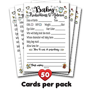 50 Baby Prediction and Advice Cards for Baby Shower | Parent in Training Stickers, Gender Neutral | Gender Reveal Shower Activity