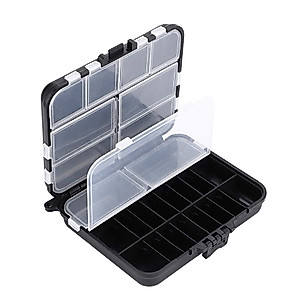 BORDSTRACT Fishing Tackle Boxes, 26 Slots Black Plastic Fishing Lures Baits Storage Box, Organizing Case for Lures, Baits, Jigs, and Other Fishing Accessories