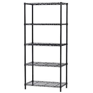SINGAYE 5 Tier Storage Rack Wire Shelving Unit Thicken Heavy Duty Storage Shelves for Pantry Closet Kitchen Laundry 880Lbs Capacity 13.38"x 23.22"x 59.05"(DxWxH) Black