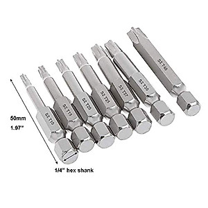 Bestgle 14pcs 1/4 Inch Hex Shank Torx Star 5 Point Screwdriver Bits T10-T40 Magnetic Security Tamper Proof Torx Head Screw Driver Bit Set, 50mm Length(Set of 2)