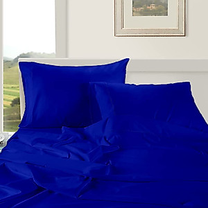 Gold Moon 650-Thread-Count 100% Egyptian Cotton King Size Sheet Set, Super Soft, Breathable, Solid Sateen Finish, 4 Piece Set, 18" Deep Pocket, Royal Blue